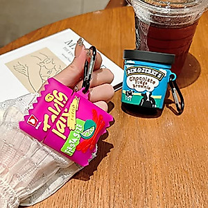 【2 Pack】 TYOROY 3D Cute Cow Icecream&Potato Chips Case for Airpod 2/1,3D Vivid Food Airpods 2 Case,Kids Teens Boys Girls Women Lovely Case with Keychain Kits for Airpod 1&2 Case