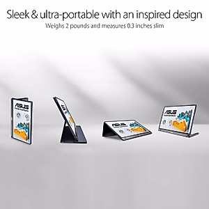 ASUS Zenscreen MB16AMT 15.6 inches Full HD Touch Screen W/Foldable Smart Case (Renewed)