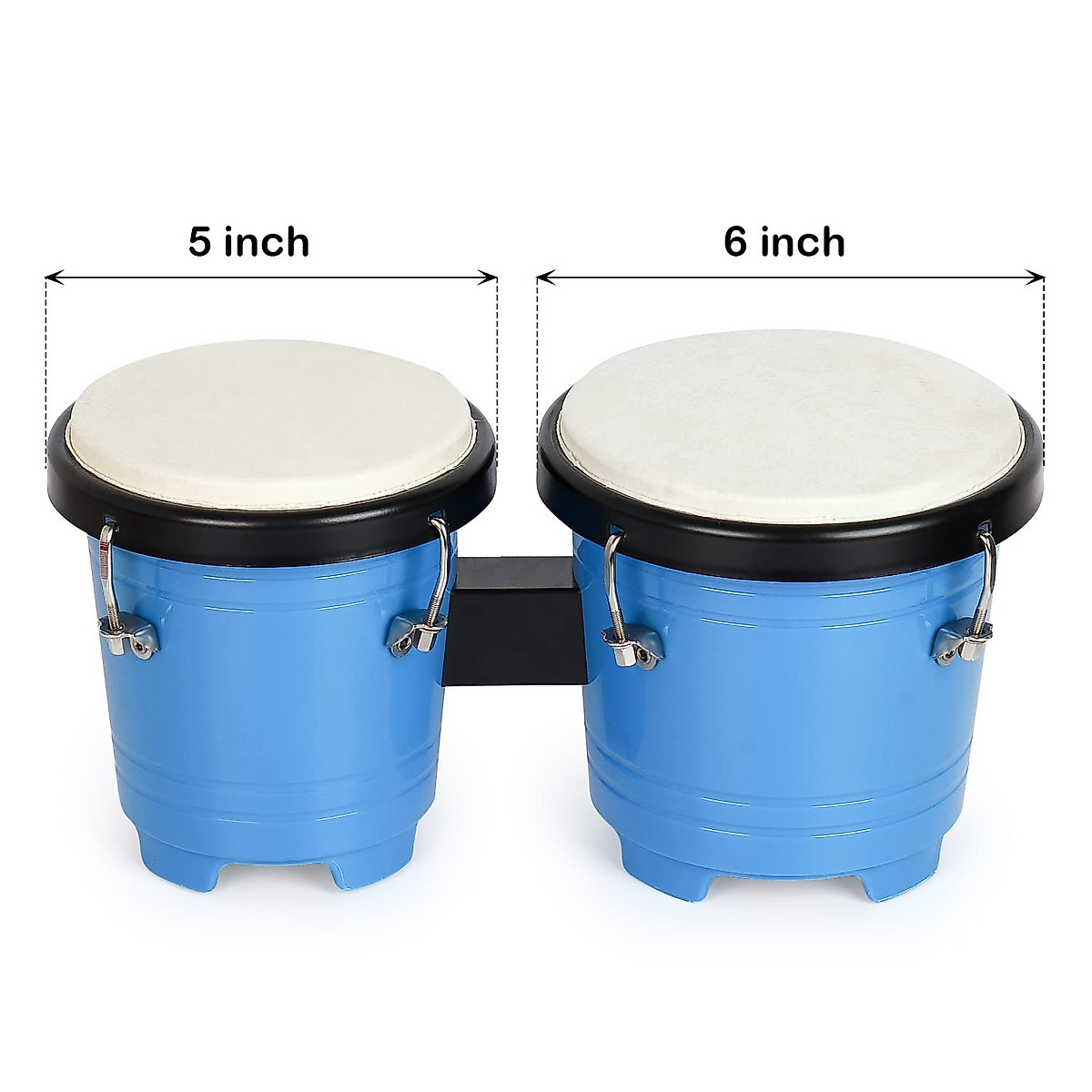MUSCELL Bongos for Kids,5" and 6" Plastic Small Bongo Drums,Natural Sheepskin Head,w/ 8pcs Egg Shakers,for Baby Children Special Christmas Birthday Gift - Blue