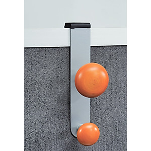 Alba Over-The-Panel Coat Hook For Cubicles or Partitions, Double Peg, Metallic Silver and Light Wood (PM2PARTBO)