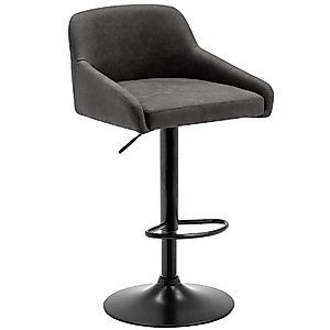 Fefances Bar Stools Counter Height Bar Stool Faux PU Swivel Bar Stools Height Adjustable with Black Metal Base Dark Gray