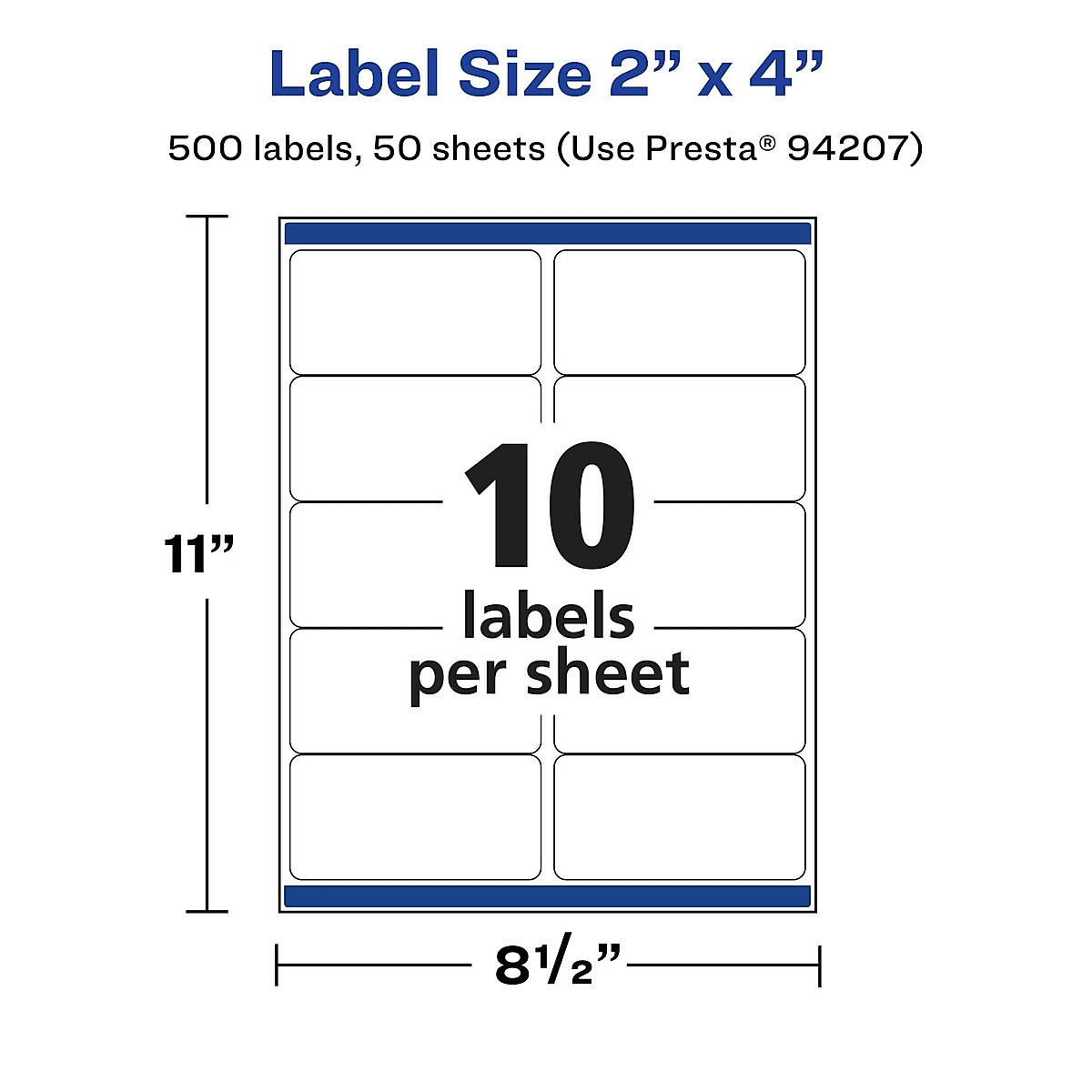 Avery Matte White Rectangle Labels with Sure Feed, 2" x 4", 500 Matte White Printable Labels