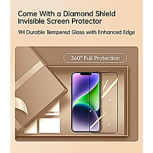 JUESHITUO Magnetic Metallic Clear for iPhone 14 Case with Full Camera Cover Protection [No.1 Strong N52 Magnets] [Military Grade Drop Protection] for Women Girls Phone Case (6.1")-Purple