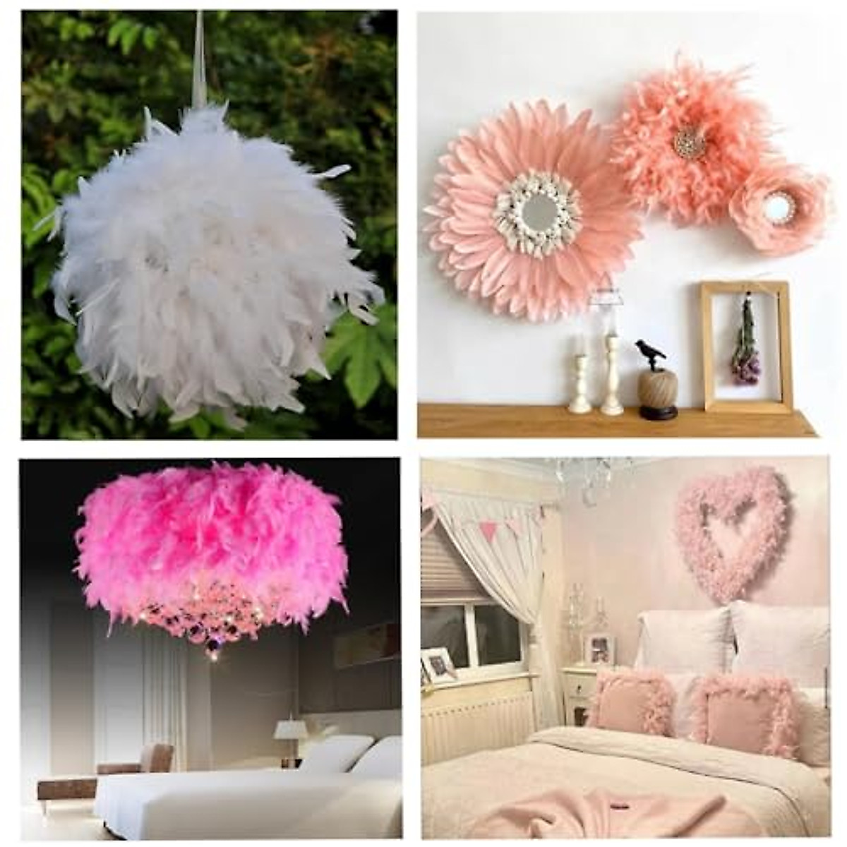 Sowder Turkey Feathers Trim Fringe for Party Wedding Dress Sewing Crafts Costumes Decoration Pack of 2 Yards (White)