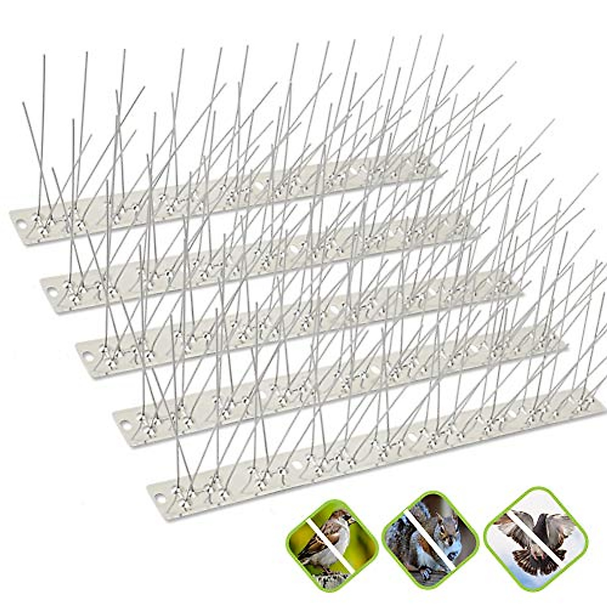 Valibe Bird Spikes Bird Deterrent Devices Stainless Steel 21.6 Feet Bird Repellent Spikes Critter Pricker for Pigeons Small Birds Woodpecker Cat with Uninstalled Pins