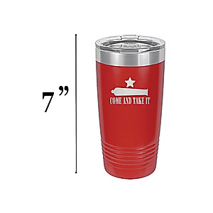Rogue River Tactical Come and Take It Gonzales Texas Flag 20 Oz. Stainless Steel Travel Tumbler Mug Cup w/Lid Vacuum Insulated Hot or Cold (Red)