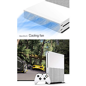 Xbox one S Cooling Fan System, Megadream Adjustable 3 High Speed Fans Cooling Dock & 2 USB Ports & Data Syncing for Microsoft Xbox One Slim Gaming Console – White