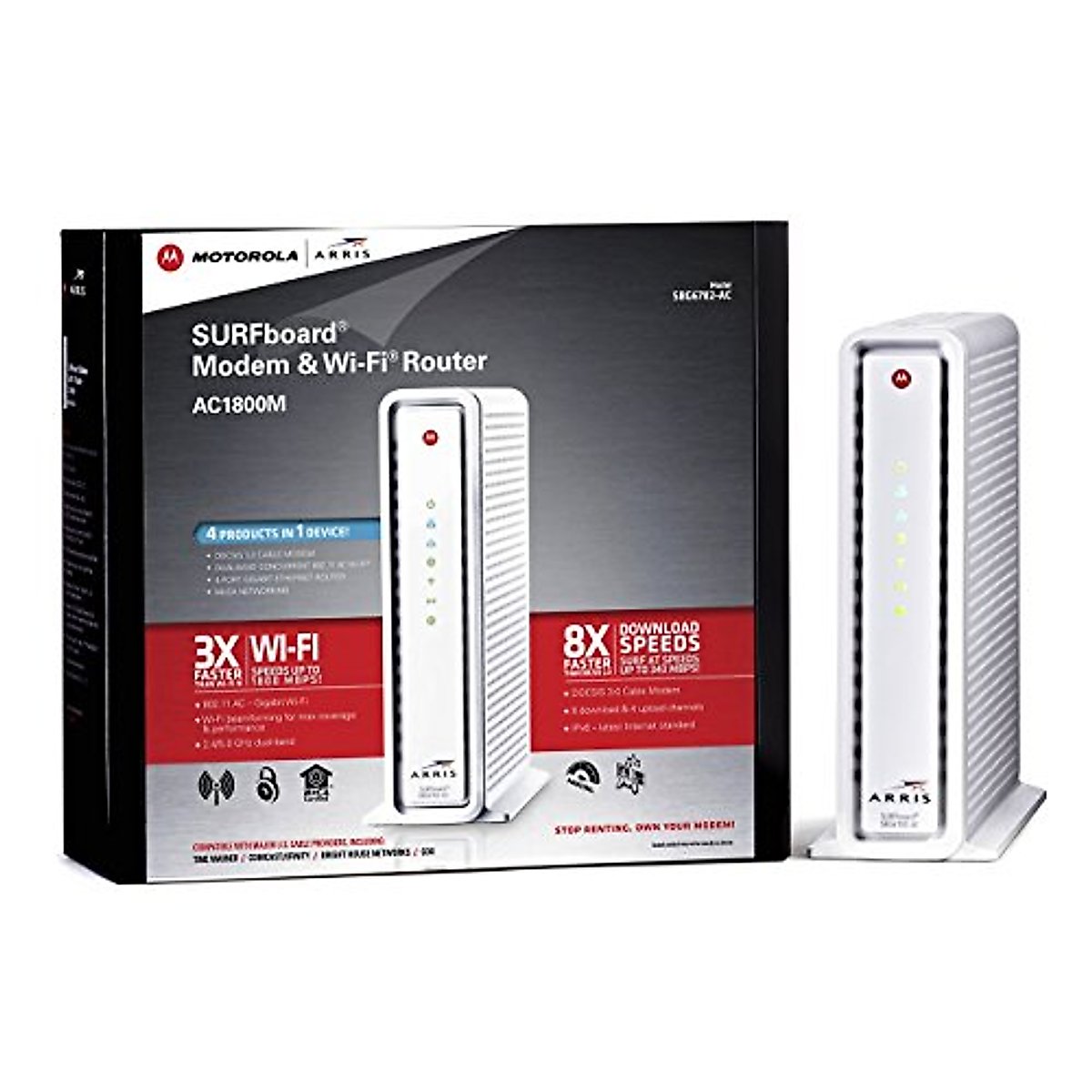 Motorola SURFboard eXtreme Cable Modem & Wi-Fi AC Router with MoCA Networking for Comcast, Time Warner, Cox, Charter, Suddenlink, Mediacom (SBG6782-AC) (Renewed)