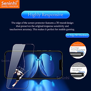 seninhi [3+3Pack] for iphone 13 mini 5.4inch Screen Protector 3Pack + Camera Lens Protector 3Pack, Tempered Glass Screen Protector [With Easy Installation Frame] [9H Hardness] [Anti-Scratch] [Bubble