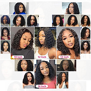 Smilegirl Glueless Wigs Human Hair Pre Plucked Pre Cut Curly Wear and Go Glueless Curly Wig for Black Women 5x5 HD Lace Closure Wig (14 Inch)