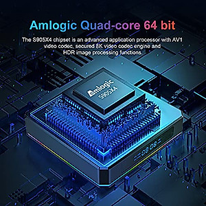 Xilibod Android TV Box Android 11 TV Box 4GB RAM 32GB ROM Amlogic S905X4 Quad Core 64 Bit Mali-G31 MP2 2.4G/5G WiFi BT4.1 USB3.0 Colorful Lighting Smart TV Box - Model No.: X96X4 4GB 32GB
