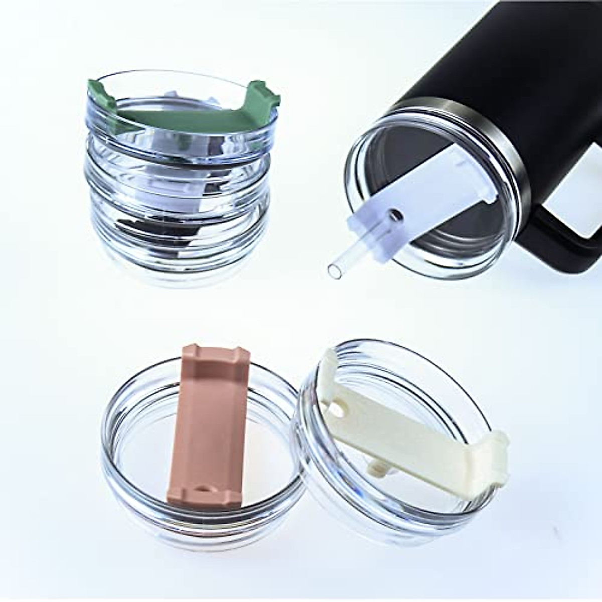 40 OZ Tumbler Lid Compatible for Stanley, Spill Proof Splash Resistant Tumbler Covers Fit for Stanley and More Coffee Mugs 2 pack (40 OZ, Green)