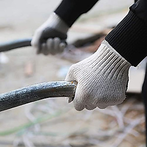 Evridwear Cotton Polyester String Knit Shell Safety Protection Work Gloves for Painter Mechanic Industrial Warehouse Gardening Construction Men & Women 12 Pairs, With one Side Dots, L Size