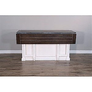 Pemberly Row 71.5" x 38" Farmhouse Wood Kitchen Island with Adjustable Shelves, Ample Storage Space, in White & Dark Brown Finish