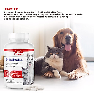 D-Kaltabs Phosphorus, Calcium Vitamin D3 Supplement for Dogs & Cats, Prenatal Pet Vitamins, Daily Pet-Tabs, Strong Nail, Teeth Support, 84 Chewable Tablets