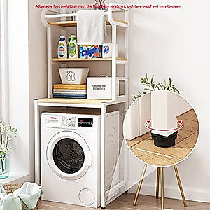 BKGDO Washer Storage Frames Floor Standing for Over Toilet,Bathroom Storage Rack,Bathroom Organizer Units with Clothes Hanging/White