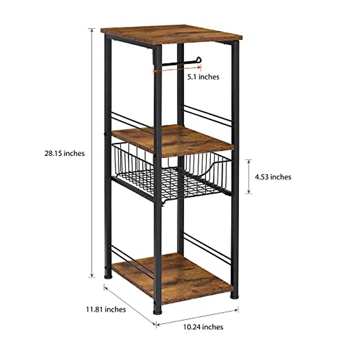 Bathroom Towel Storage Shelf 3 Tier Standing Towel Cabinet Organizer with Paper Hanger Multipurpose Rack Organizer Floor Bath Storage Shelf with Basket for Lavatory Powder Room