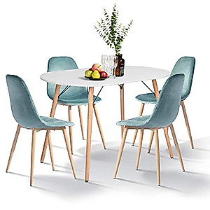 CozyCasa 7.2 inch Farmhouse Dining Table Mid-Century Kitchen Table with Wood Leg Oval Top for Home Office Patio White(Only Table not Include Chairs)-2pack