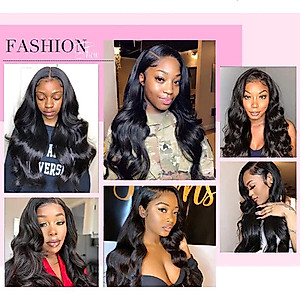 Oriole 4x4 Body Wave HD Transparent Lace Front Wigs Human Hair Glueless Wigs for Black Women Pre Plucked 150% Density Brazilian Virgin Lace Closure Wigs with Baby Hair Natural Color (16 Inch)