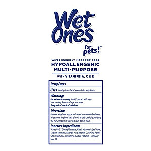 Wet Ones for Pets Multi-Purpose Dog Wipes with Vitamins A, C + E - Fragrance-Free Dog Wipes for All Dogs Wipes with Wet Lock Seal - 300ct Total Wipes for Dogs