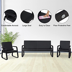 Kinsuite 5-Seat Waiting Room Chairs - PU Waiting Room Chair Reception Chairs Office Guest Chairs & Reception Chairs Lobby Bench Seating for Airport Barber Shop Lobby