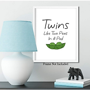 Govivo Twins | Like Two Peas In A Pod - Wall Decor Art Print with a black background - 8x10 unframed typography artwork printed on photograph paper