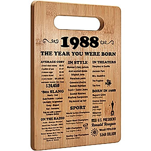 35th Birthday Gifts for Women Men, 35 Year Old Birthday Gifts, 1988 Poster, Back In 1988 Cutting Board, 35th Birthday Decorations