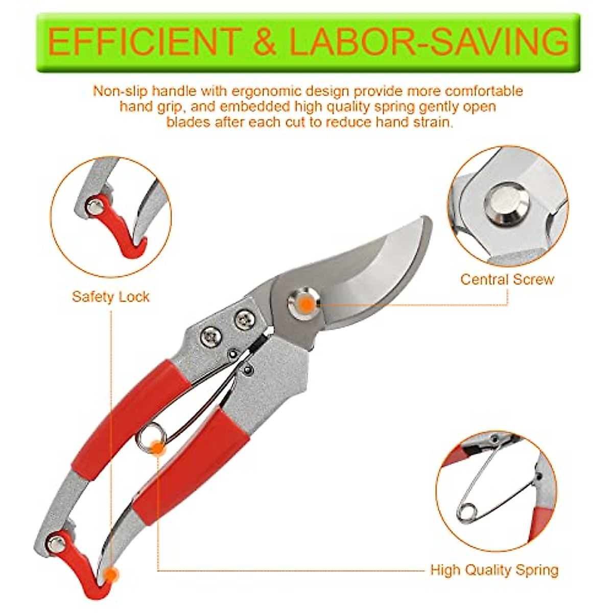 JOYFUL&HOPEFUL Pruning Shears Pack of 2, Garden Shears Pruners with Precision Blades for Gardening,Trimming Plant Tree Flower