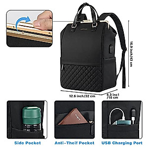 Work Backpack Purse for Women, 15.6 Inch Nurse Travel Loptop Backpack，Waterproof RFID Anti-Theft Large Wide Open Nurse Backpack Carry On Bookbag，Doctor College School Teacher Travel Laptop Purse Bag with USB Port (Black)