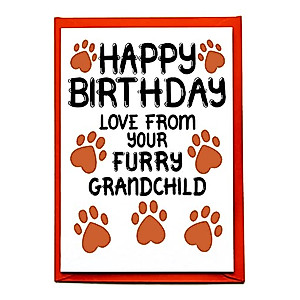 Birthday Card From Furry Grandchild, Pets, Dog, Cat For Grandma, Grandpa, Fur Grandparent