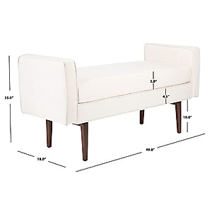 Safavieh Home Henri 49-inch Mid-Century Light Beige and Walnut Bench