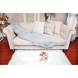 Ultra Soft Faux Rabbit Fur Area Rugs for Living Room Couch Pad Fuzzy Area Rug Fluffy Bedside Carpet Mat for Bedroom Floor Sofa Living Room Rugs 2 x 6 ft,Grey Rug