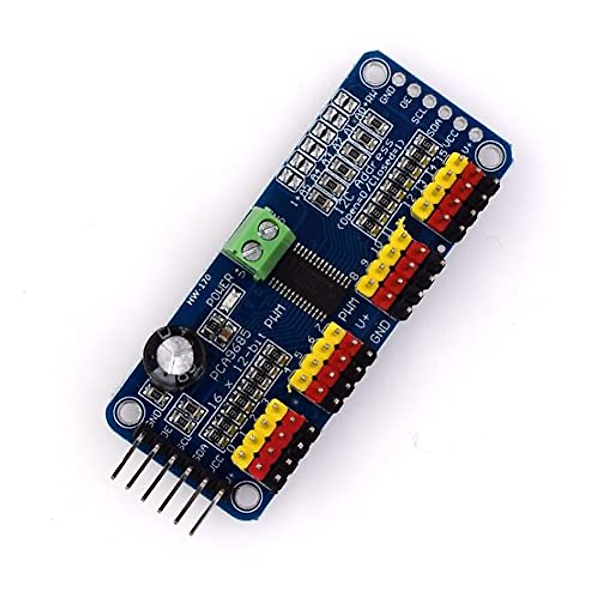 Davitu Electricity Generation - 1 PCS 16-channel PWM Steering Gear Drive Board, Controller, Robot IIC, Suitable for MG90S SG90 MG995, etc.