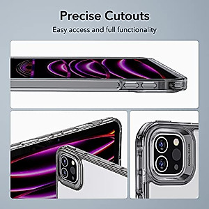 ESR for iPad Pro 12.9 Case, 12.9 inch iPad Pro case (2022/2021, 6th/5th Generation), Thin and Lightweight, Yellowing Resistant, Hard Back, Supports Pencil 2, Classic Series, Clear Black