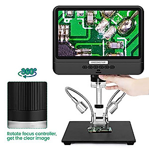 Andonstar AD208 Coin Microscope with 8.5 Inch Screen 260X LCD Lab Handheld USB Digital Microscopes for PCB Repair Soldering Coin Inspection