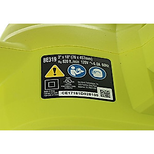 Ryobi BE319 6 Amp Portable 320 Feet / Minute Corded Belt Sander (3” x 18”) w/ Onboard Removable Dust Bag (Medium Grit Sanding Belt Included)