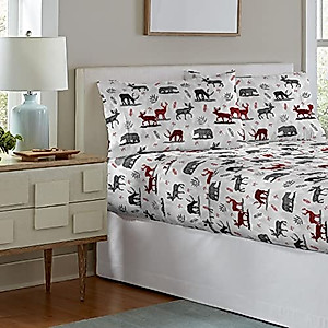 Pointehaven 180 GSM 100% Cotton Flannel Sheet Set - Queen, Northwoods Cream - Warm & Cozy - Pre-Shrunk -Deep Pockets - Elastic All Around-Comfy Double Brushed