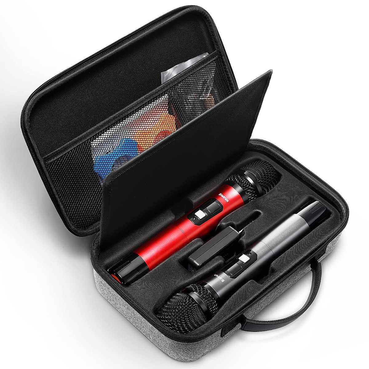 Bietrun Wireless Microphone Portable Storage Case, for Bietrun WXM02 WXM04 WXM19 WXM21, Dual Mic Bag with EVA Hard Shell Exterior, Case Only, for Travel Outing Handheld