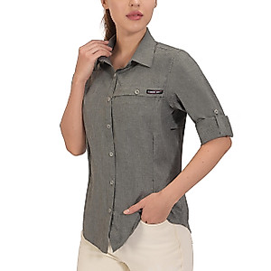 Little Donkey Andy Women's UV Protection Shirt, Breathable Long Sleeve Hiking Shirt, Air-Holes Tech Carbon Heather XS