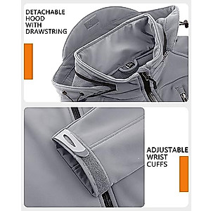 TACVASEN Men's Special Ops Military Police Duty Jacket Heavy Weight Waterproof Rain Coat for Men Warm Light Grey, L