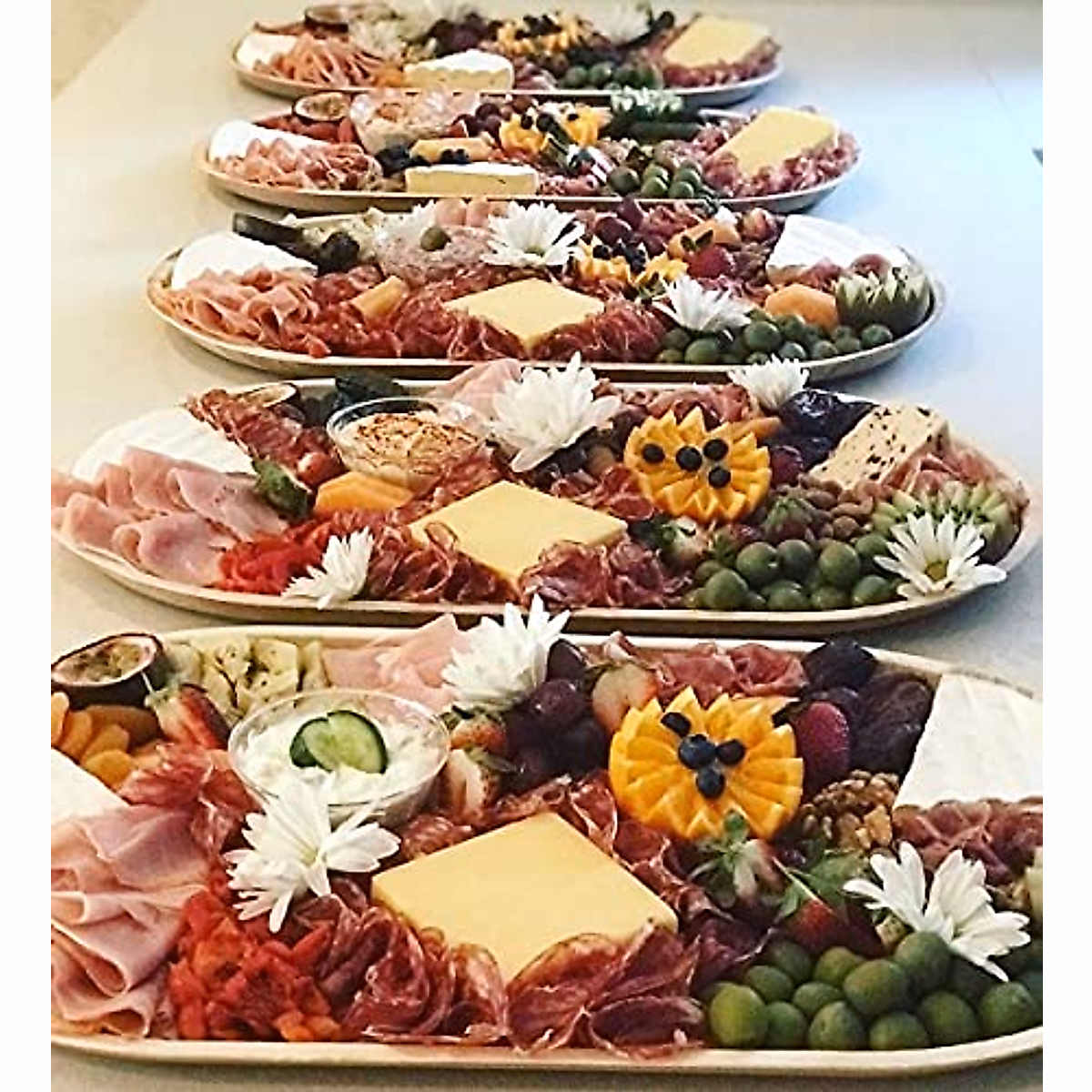 Charity Leaf Disposable Palm Leaf 22" x 12" Trays (10 pieces) Bamboo Like Serving Platters, Disposable Boards, Eco-Friendly Dinnerware For Weddings, Catering, Events