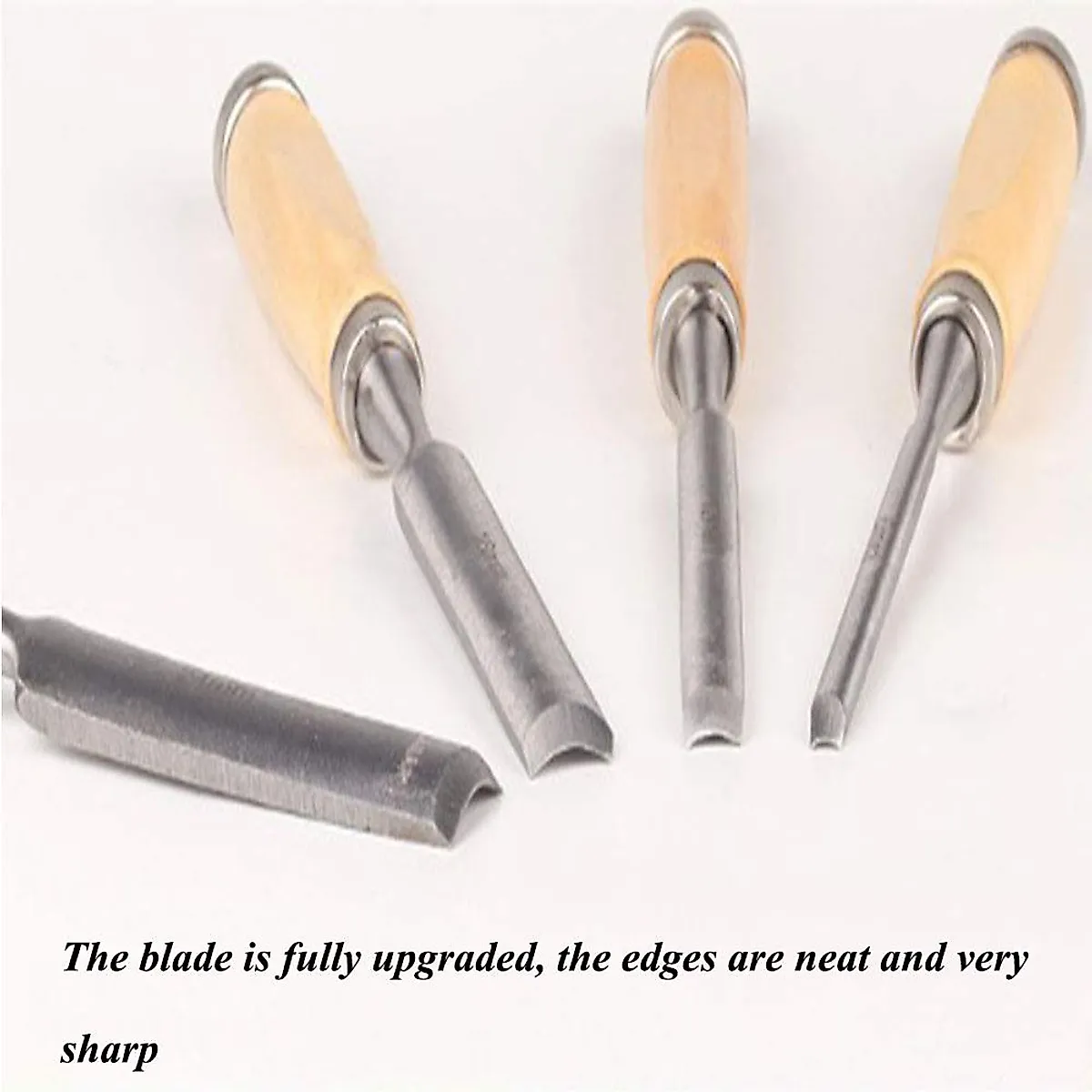 Chisel Set Woodworking Chisel Semicircle Chisel Wooden Handle Engraving Knife Woodworking Tools, Carbon Steel Blade Wood Handle(4 Pieces) Hand Tools