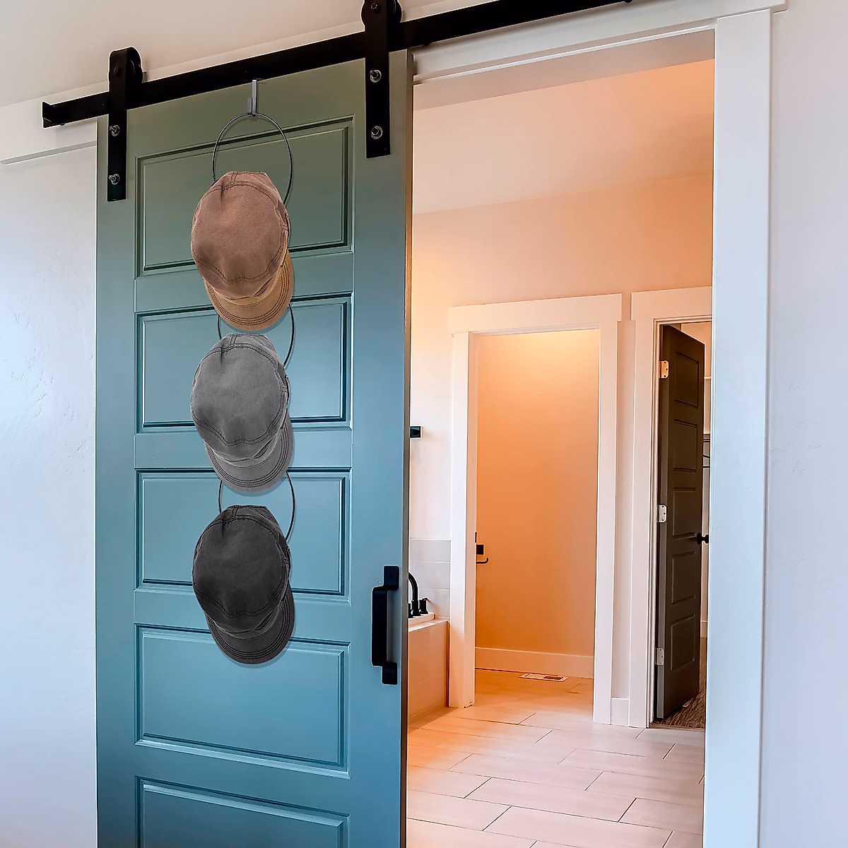 Yerliker 16 Pieces Hat Rack Wig Holder Over The Door Baseball Hat Holder Wall Mounted Hanging Hat Wig Organizer for Closet Display Storage Rack with 2 Hooks for Tie Scarf (Black)