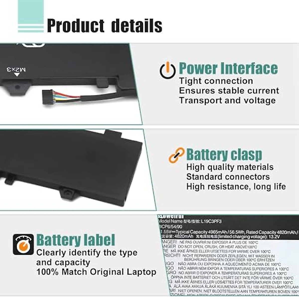 BOWEIRUI L19C3PF3 Battery Replacement for IdeaPad 5-14IIL05 5-14ARE05