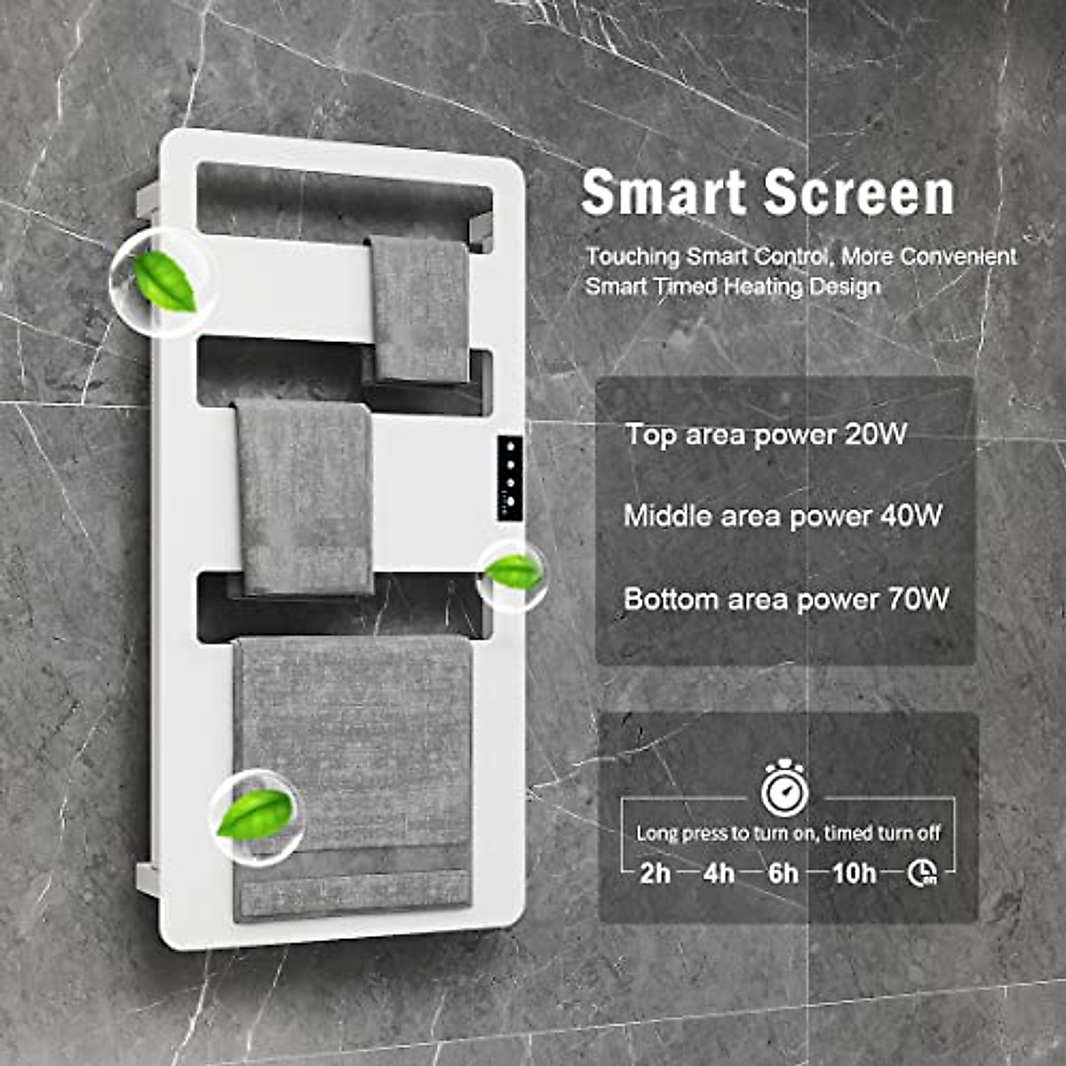 EVOKOR Towel Warmers for Bathroom, Towel Warmer Rack with Timer, Heated Towel Rack Wall Mounted, Towel Heater, Towel Dryer, Electric Bath Towel Drying Rack, Hardwired or Plug-in Models- 90x46 cm