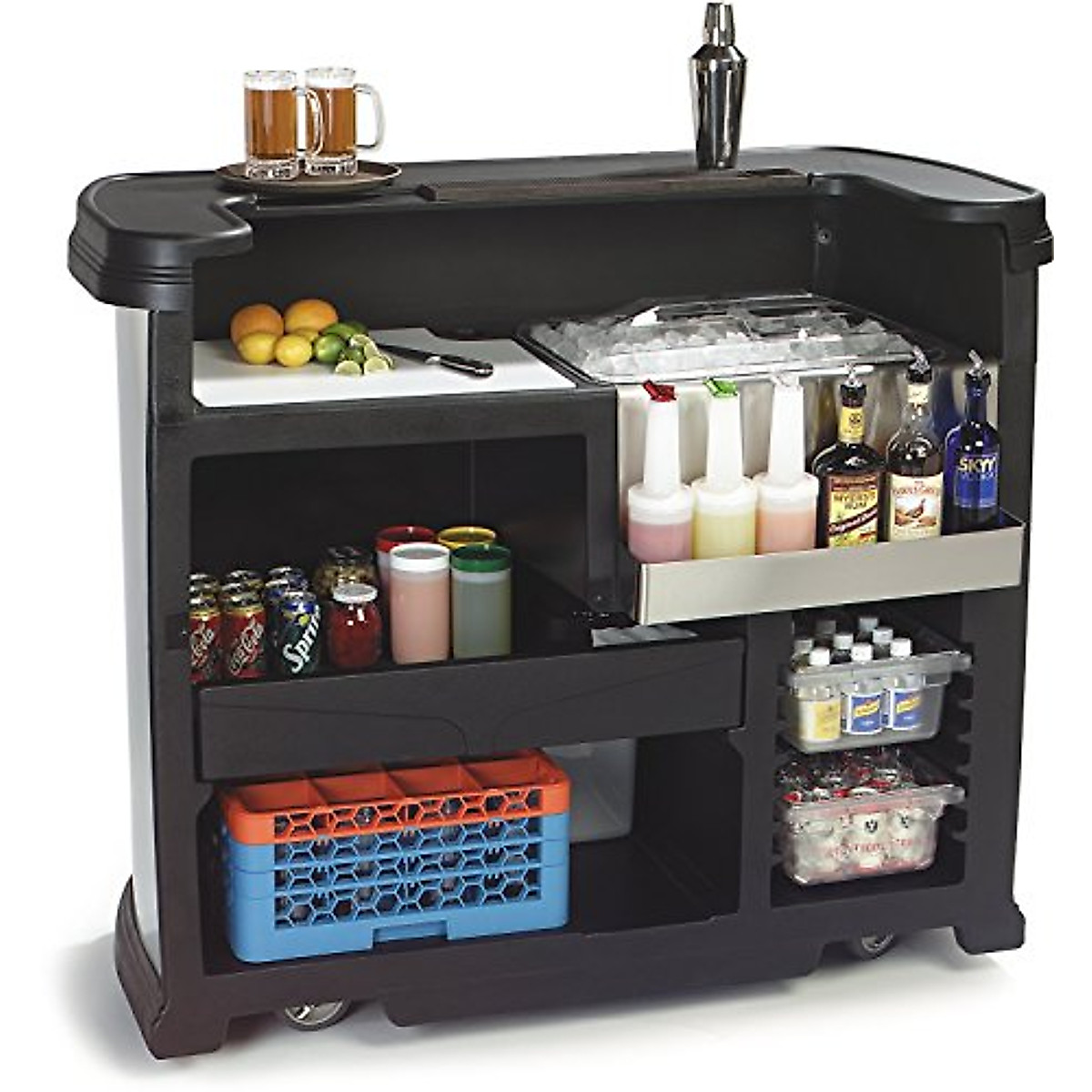 Carlisle FoodService Products Maximizer Portable Travel Bar Table with Locking Casters for Catering, Buffets, Restaurants, Ldpe, 56 X 26.5 X 48.5 Inches, Black