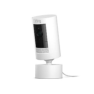 Ring Stick Up Cam Plug-in with Pan-Tilt, White (Power adapter and camera included)