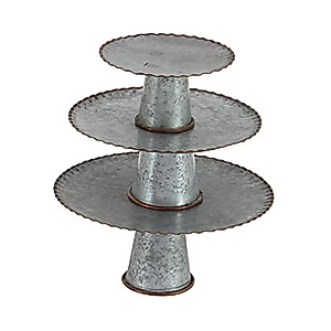 Deco 79 Metal Galvanized Cake Stand, Set of 3 9", 13", 15"W, Gray
