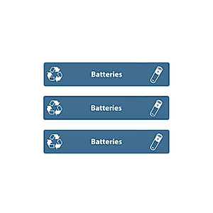 Glasdon Nexus Stack 8G Battery Recycling Bin (Dark Gray, Blue Battery Recycling Decals) – Compact 8-Gallon Stackable Battery Recycle Containers – 1 x 8-Gallon Multi-Waste Battery Bin