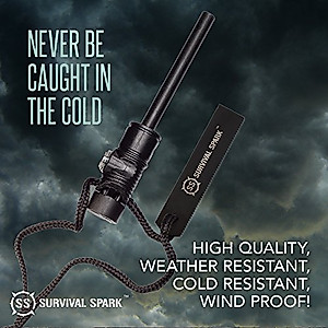 SharpSurvival Spark Fire Starter Kit - Magnesium Ferro Rod Fire Starter Kit with Compass and Whistle - Emergency Fire Starter Survival Multitool for Camping, Hiking, Hunting and more